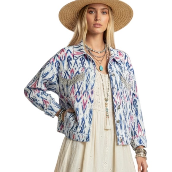Savanna Jane | Jackets & Coats | Savanna Jane Ikat Print Embellished ...